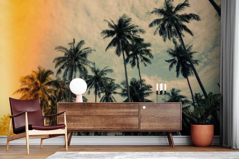 Coconut Trees Wall Decor, Coastal Wallpaper, Palm Trees Wall Painting ...