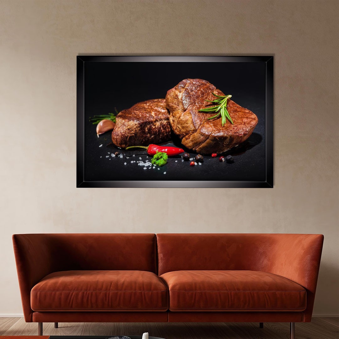 Boho Wall Decor, Steak With Spices Glass Decor, Dood Art Decor, Modern ...