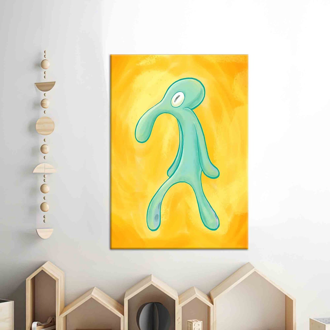 Squidward Painting Print Abstract Wall Art Squidward Canvas - Etsy