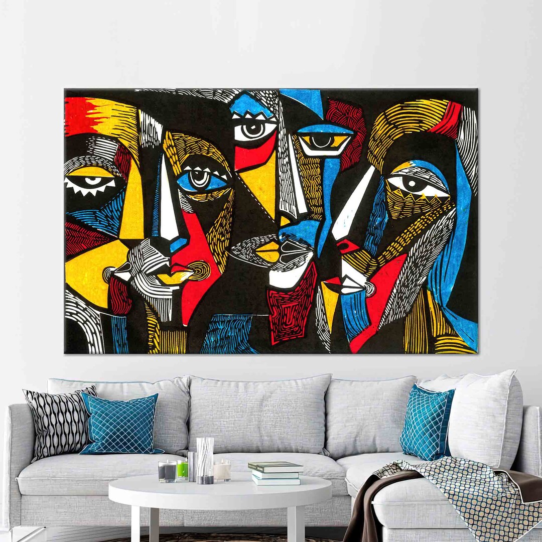 Surreal Colored Faces, Abstract Face Poster, Surreal Face Poster ...