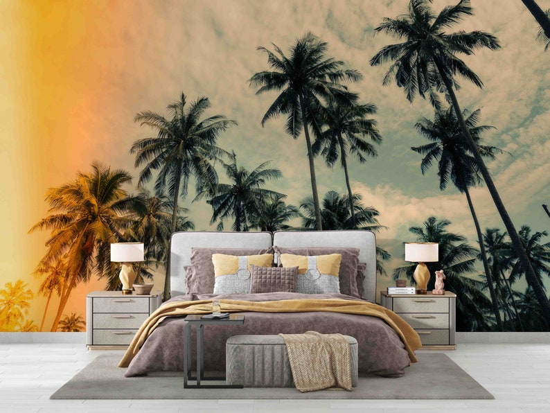 Coconut Trees Wall Decor, Coastal Wallpaper, Palm Trees Wall Painting ...