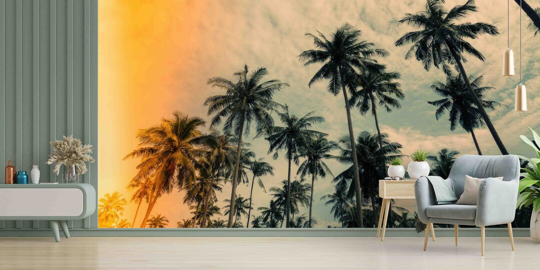 Coconut Trees Wall Decor, Coastal Wallpaper, Palm Trees Wall Painting ...