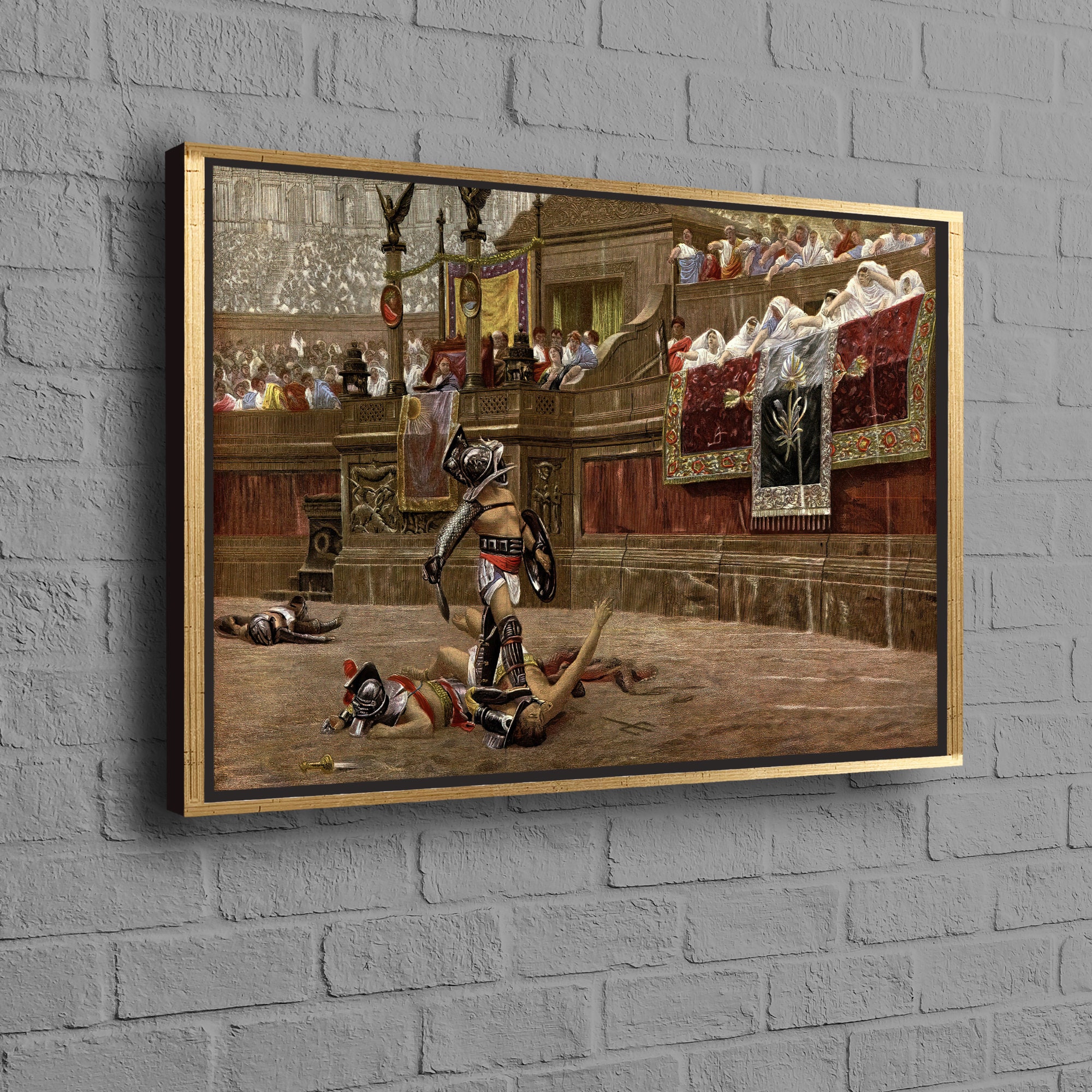 Gladiator Fights Art Canvas, Gladiators in the Arena Wall Hanging ...