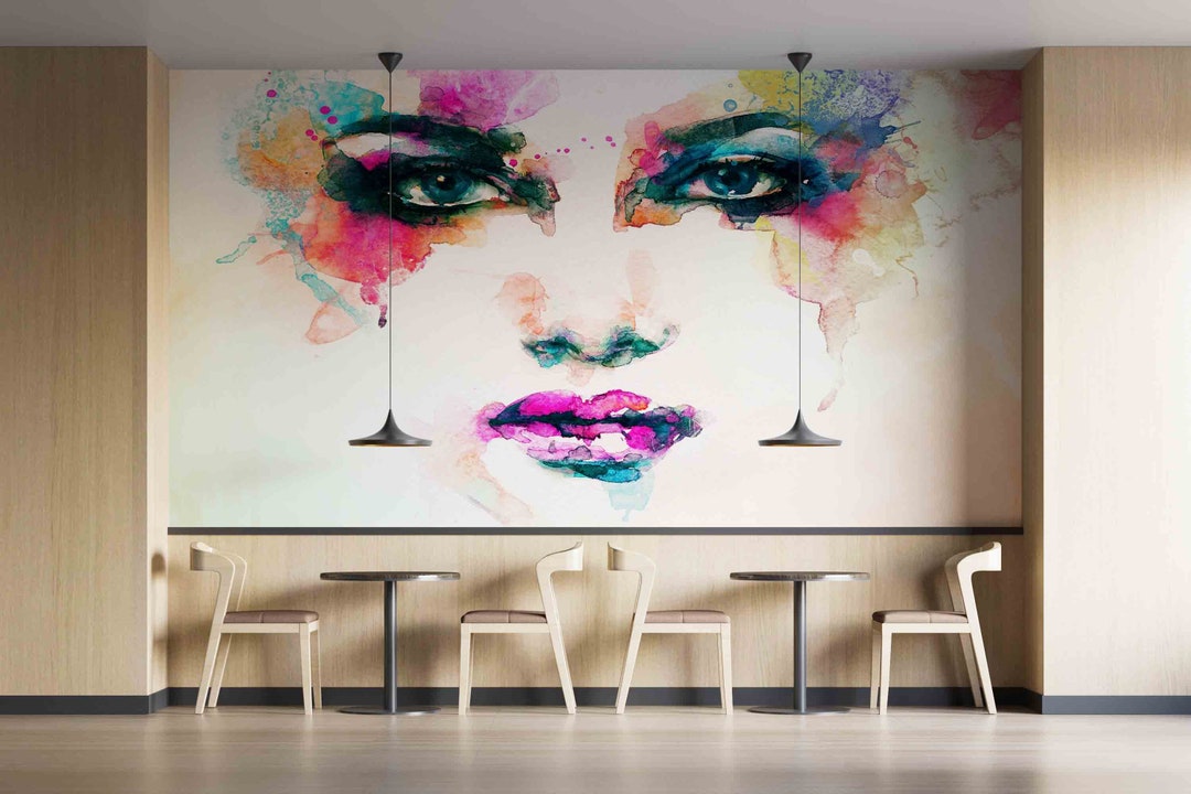 Abstract Wallpaper, Watercolor Woman Wallpaper, Colorful Woman Face ...