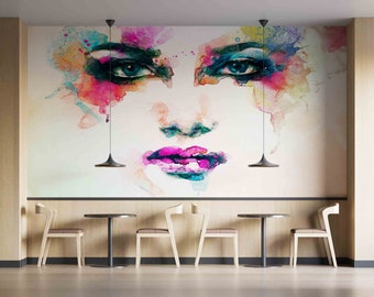 Girl Face Wall Mural - Etsy