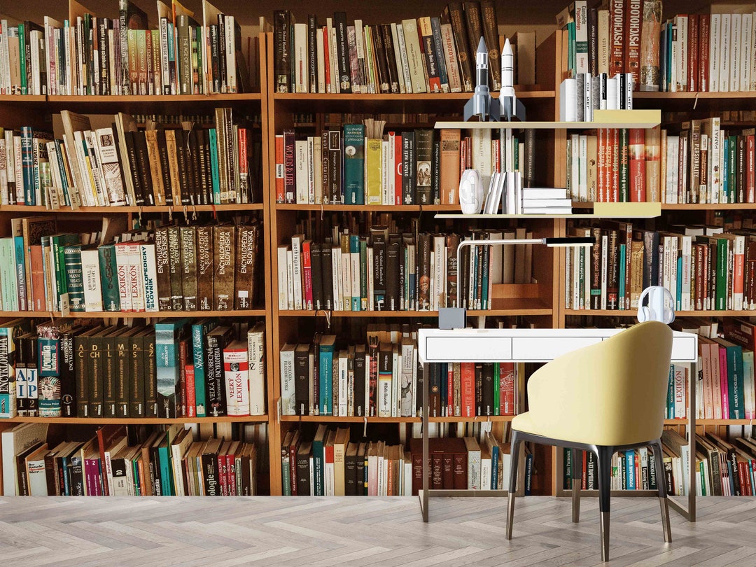 Modern Wall Mural, Library Mural, Abstract Wall Poster, Library Photo ...