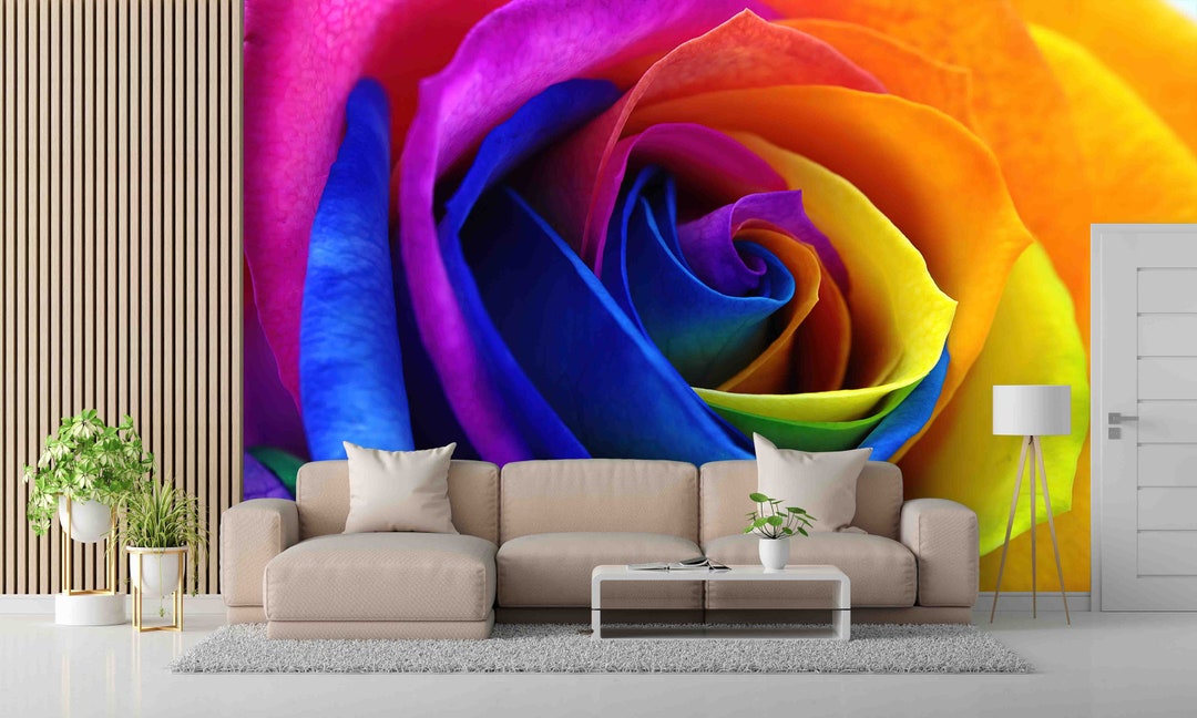 Buy Wallpaper Mural Art, Colorful Wall Painting, Floral Wall Mural ...