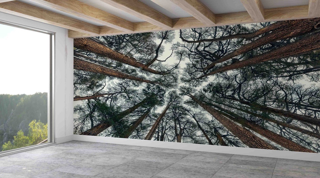 Tree Landscape Wall Mural, Patterns and How To, Trees Mural, Landscape ...