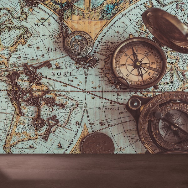 Compass World Map Stickers - Etsy