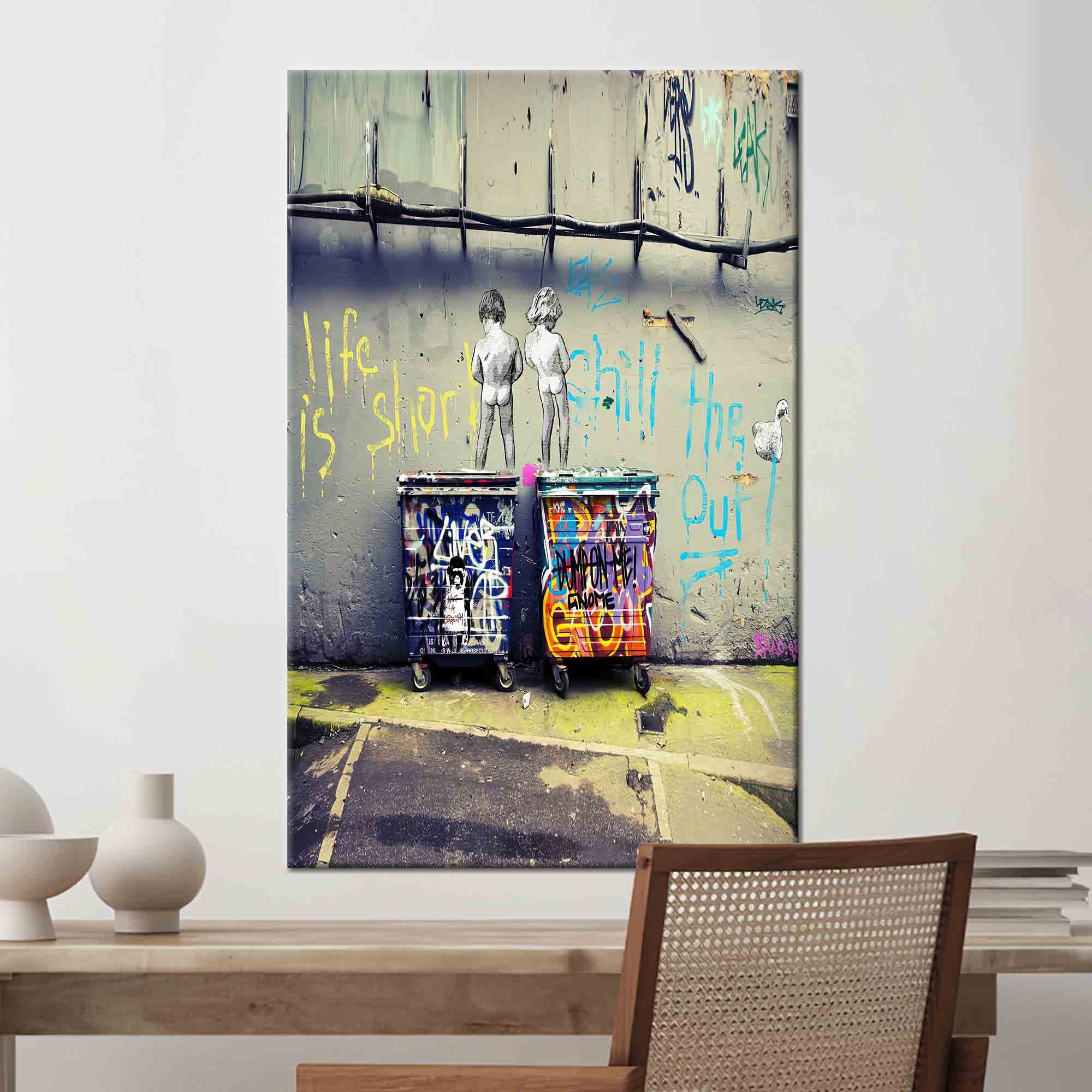 Banksy Life is Short, Banksy Two Boys,banksy Painting, Banksy Wall Art ...