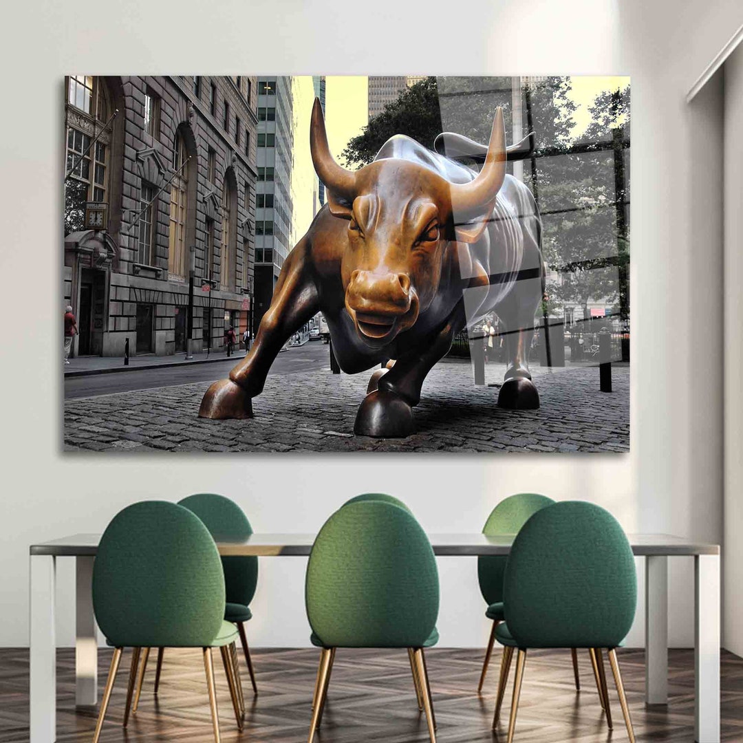 Bull Glass, Bull Satue Glass Wall, Bull Sculpture Tempered Glass ...