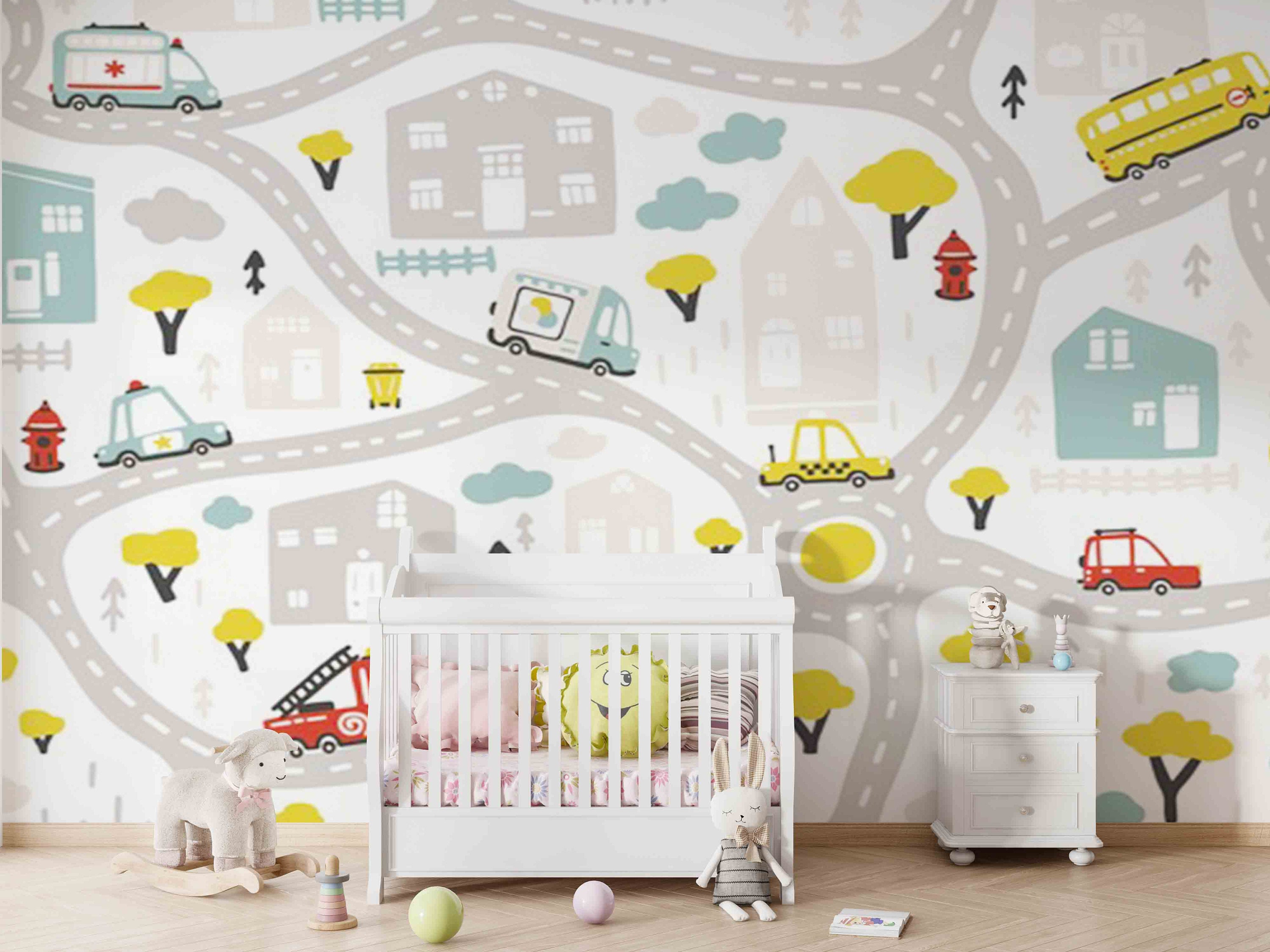 Baby City Map With Roads and Transport Educational Wall - Etsy