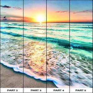 Sea View Wall Decals, Sea Digital Paper, Sunset at the Ocean Wall Decor ...