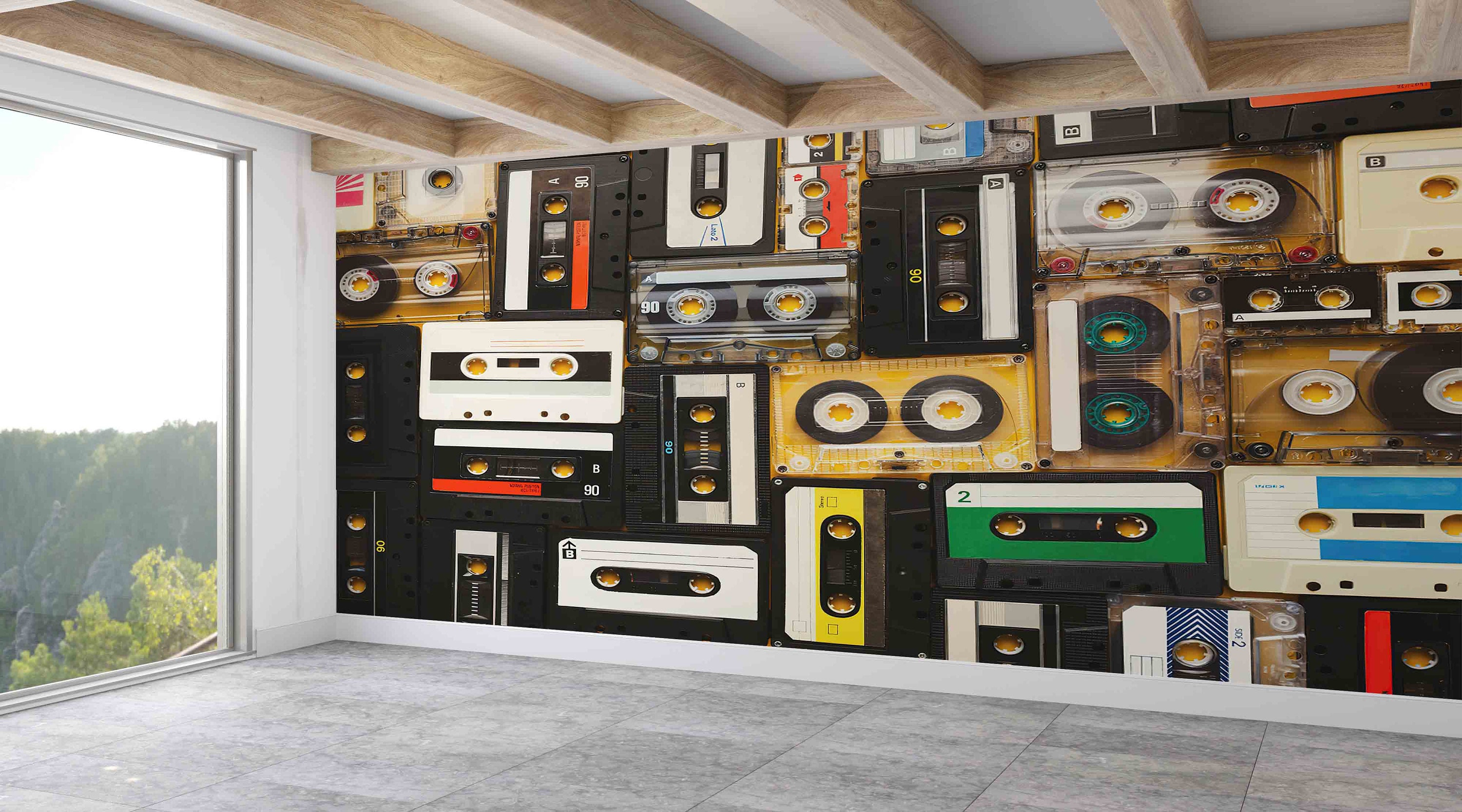 Old Cassette Wall Decor, Retro Audio Cassette Wall Painting, Cassette ...