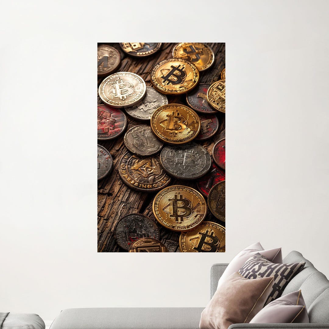 Money Wall Decoration, Coin Glass Decor, Modern Glass Art, Crypto Money ...