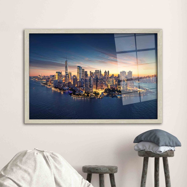 Sunset Glass Art New York Skyline Glass Skyline Glass City - Etsy