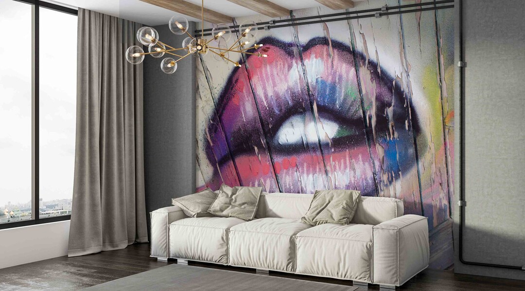 Lip Wall Poster, Woman Wall Poster, Lip Graffiti Wall Paper, Abstract ...