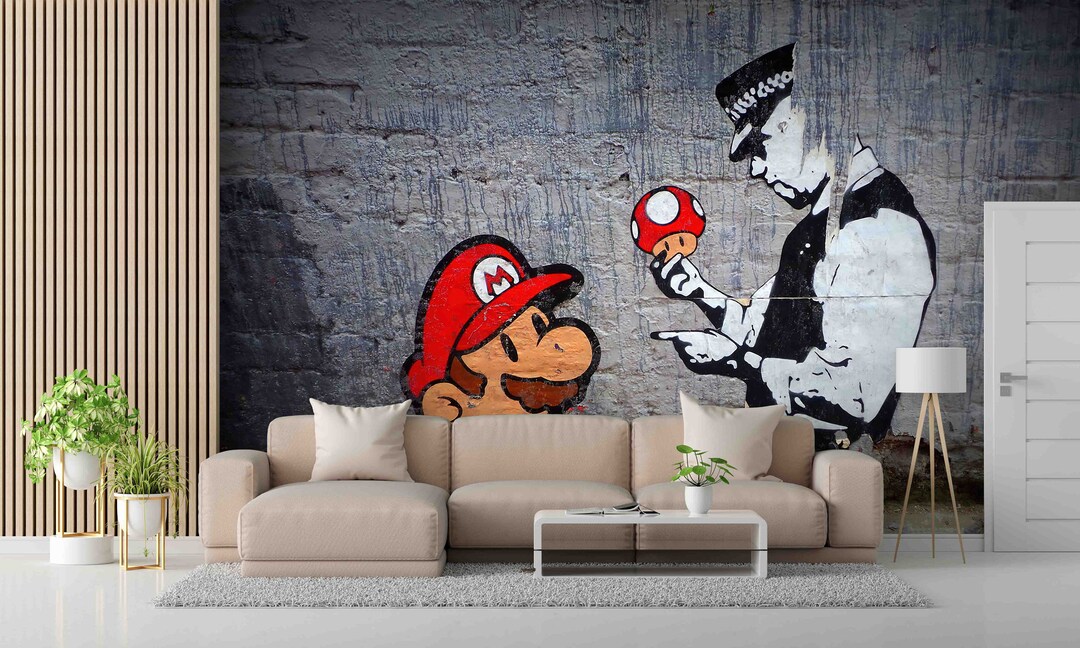 Graffiti Wall Poster, Gaming Room Digital Paper, Mario Graffiti Wall ...