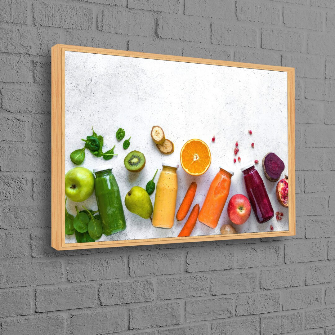 Kitchen Artwork, Vegetables and Fruits 3D Canvas, Colorful Canvas ...