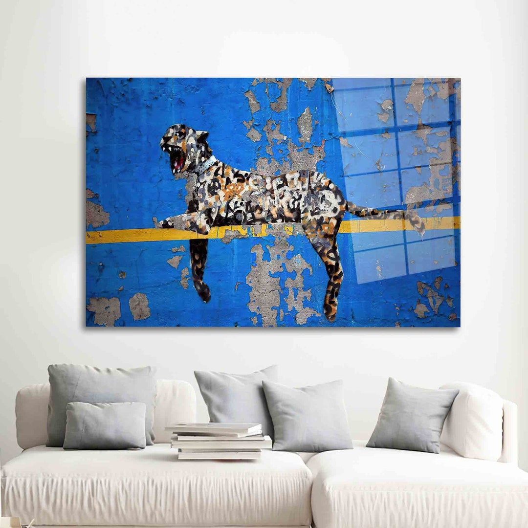 Banksy Leopard Wall Art, Leopard Glass Art, Banksy Leopard Wall Art ...