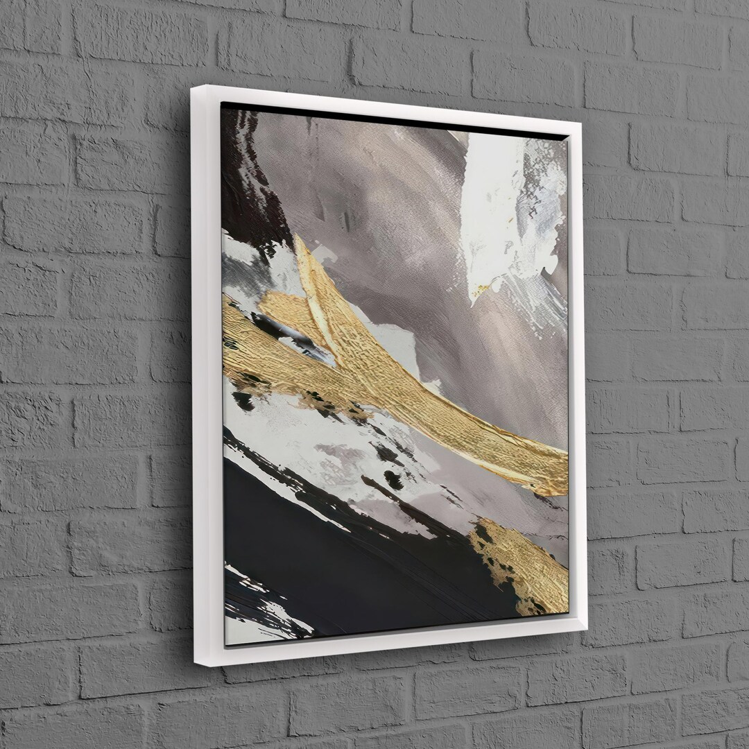 Gray Marble Wall Art, Black Marble Artwork, Modern Canvas Print, Gray ...