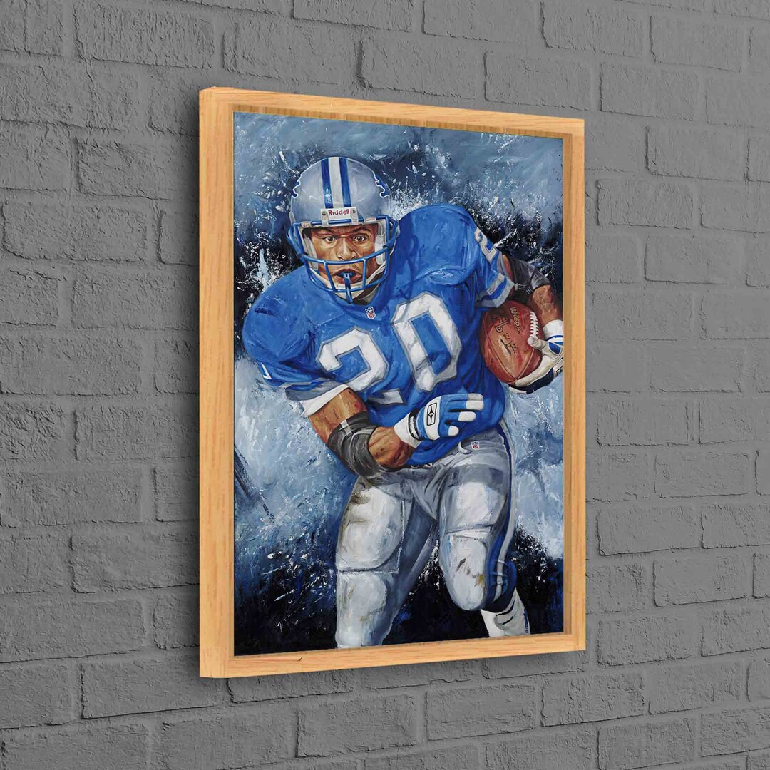Barry Sanders Painting, Motivation Artwork, American Sports Canvas ...