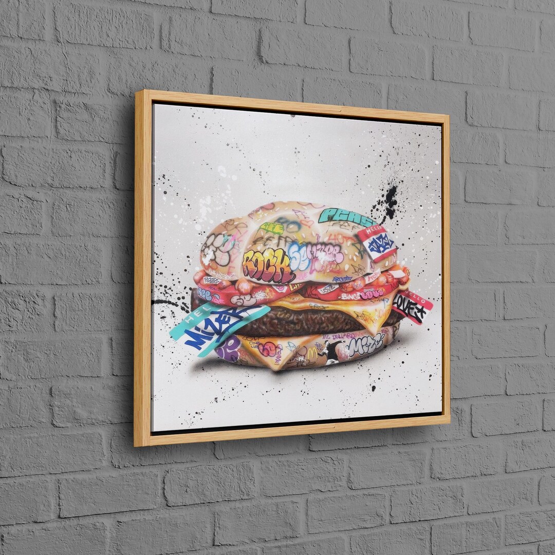 Burger Canvas Art, Hamburger Graffiti Art Canvas, Hamburger Canvas ...