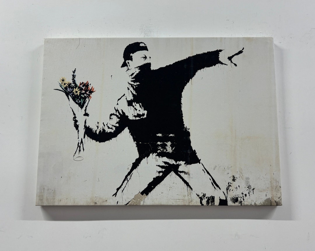 Banksy Throwing Flowers, Banksy Molotov Wall Art, Flower Molotov Wall ...