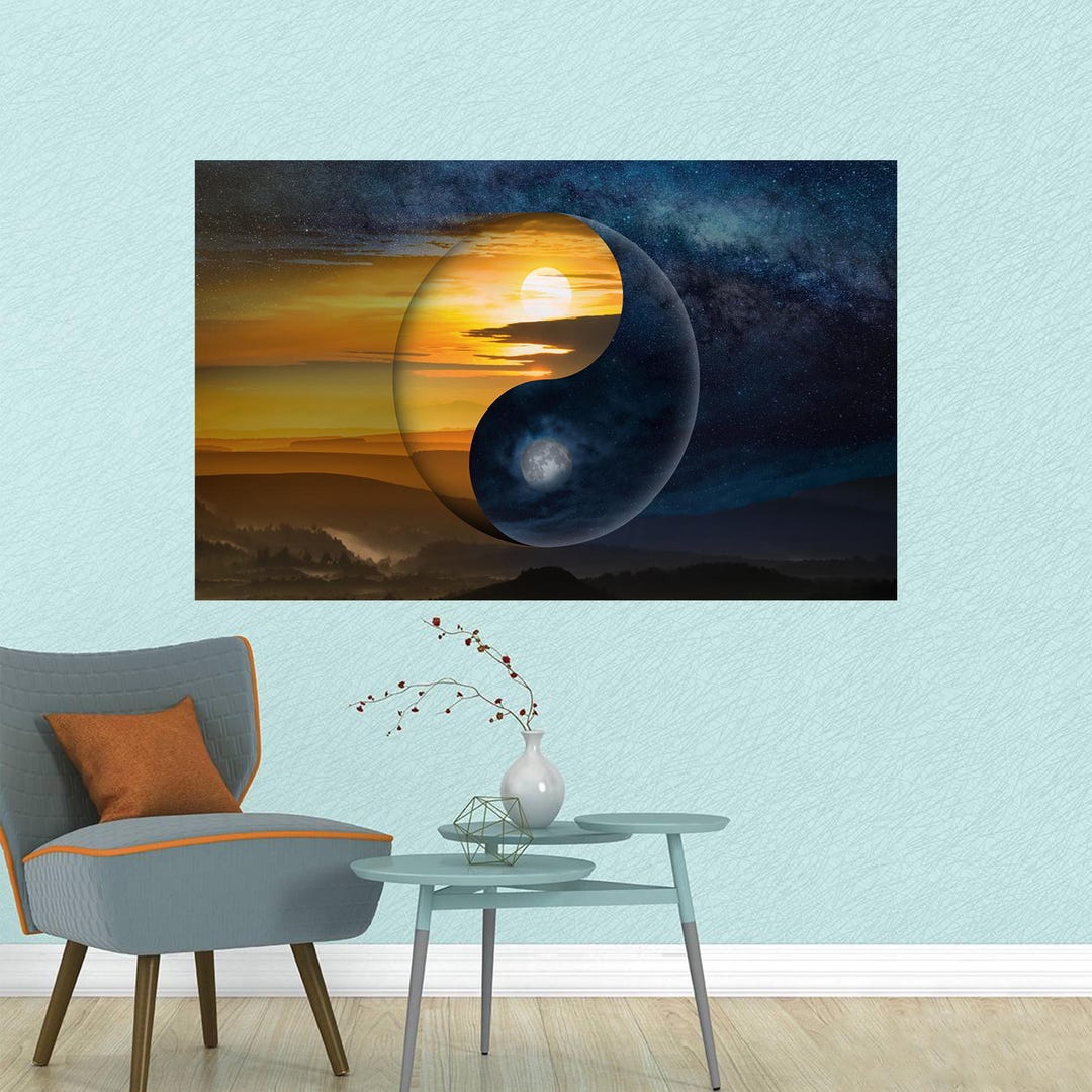 Modern Glass Wall Art, Light and Shadow Wall Art, Yin & Yang Glass Wall ...