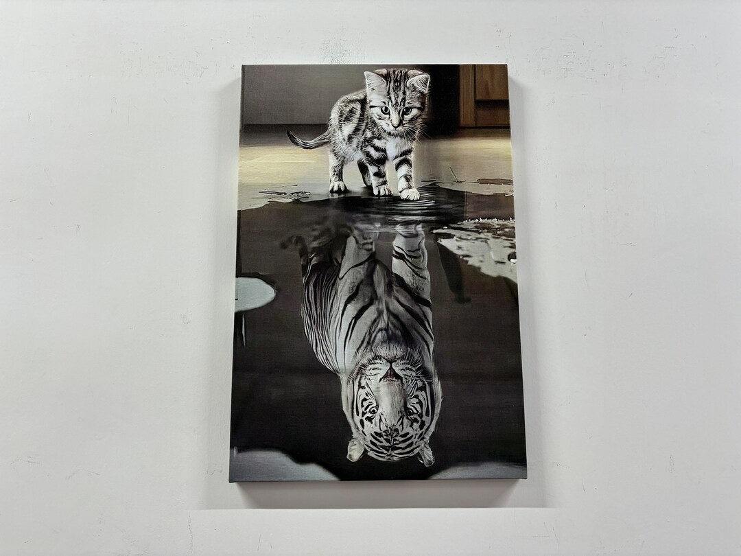 Tiger Reflection Cat, Tiger Art Canvas, Animal Canvas Art, Cat Lover ...
