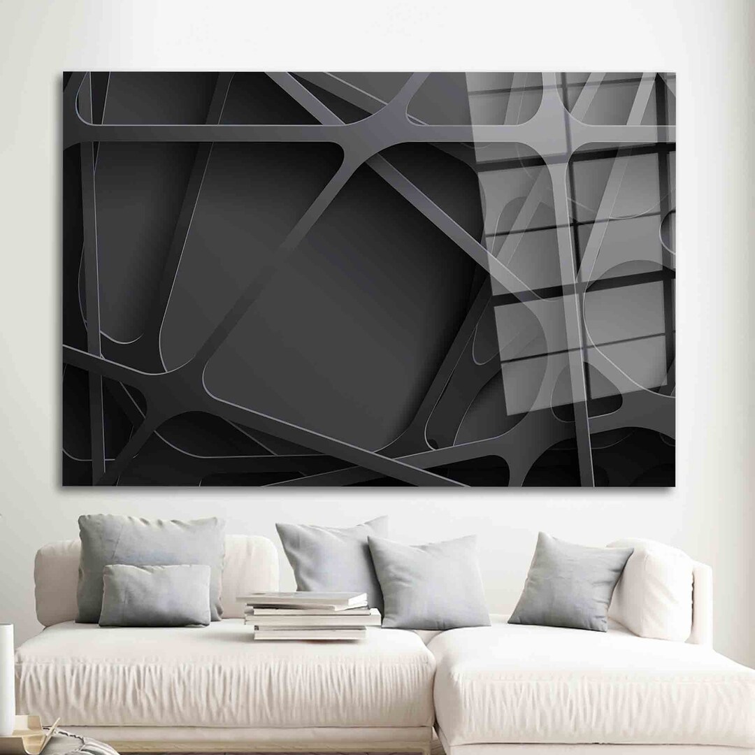 Modern Wall Art, Abstract Black Glass Art, Abstract Glass Decor, 3d ...