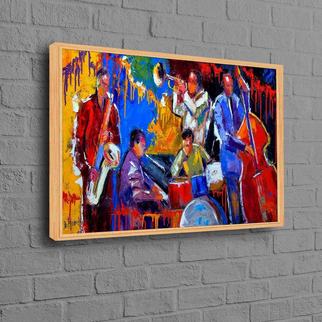 Jazz Music Painting, Musical Instruments Canvas, Oil Painting Print ...