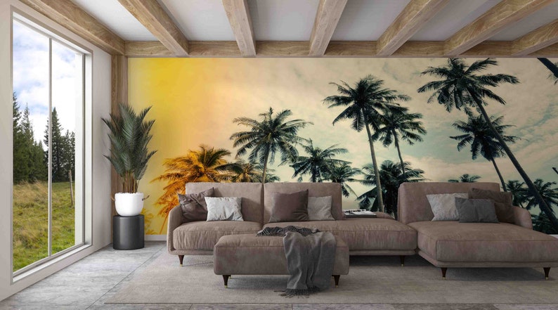 Coconut Trees Wall Decor, Coastal Wallpaper, Palm Trees Wall Painting ...