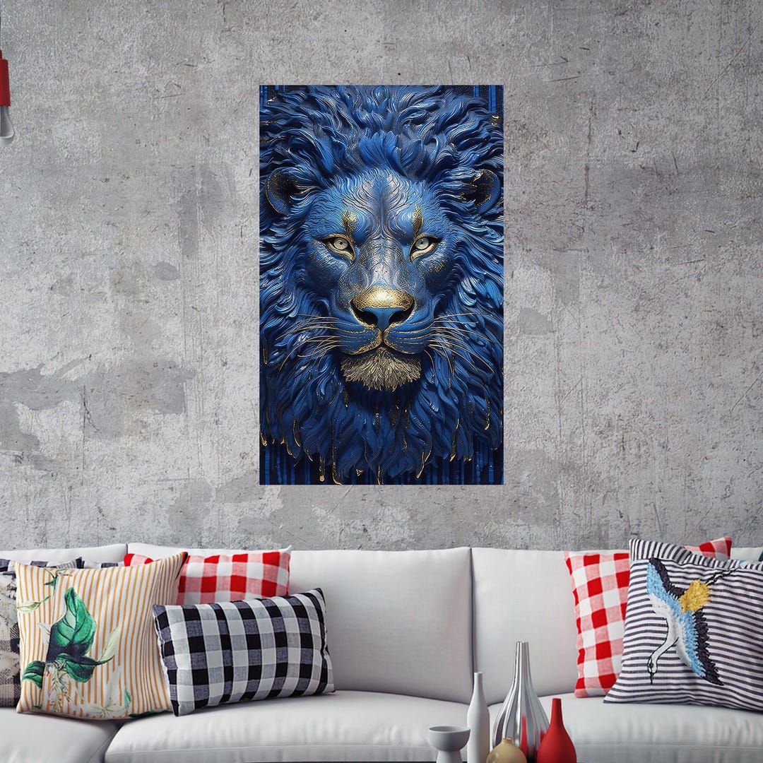 Lion Wall Decor, Home Decor Art, Animal Art Decor, Tempered Glass Print ...