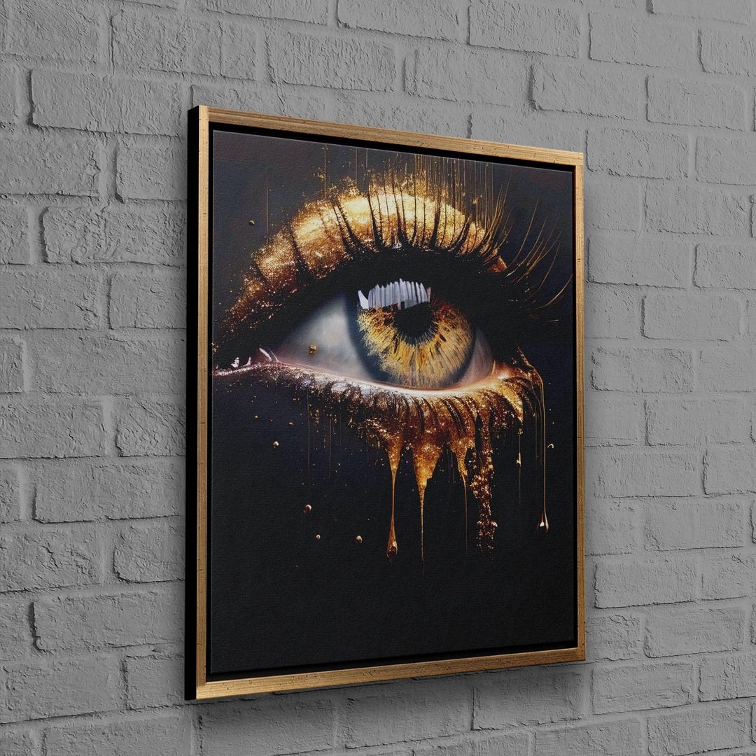Eye Poster, Eye Design Canvas Decor, Golden Crying Eye Poster ...