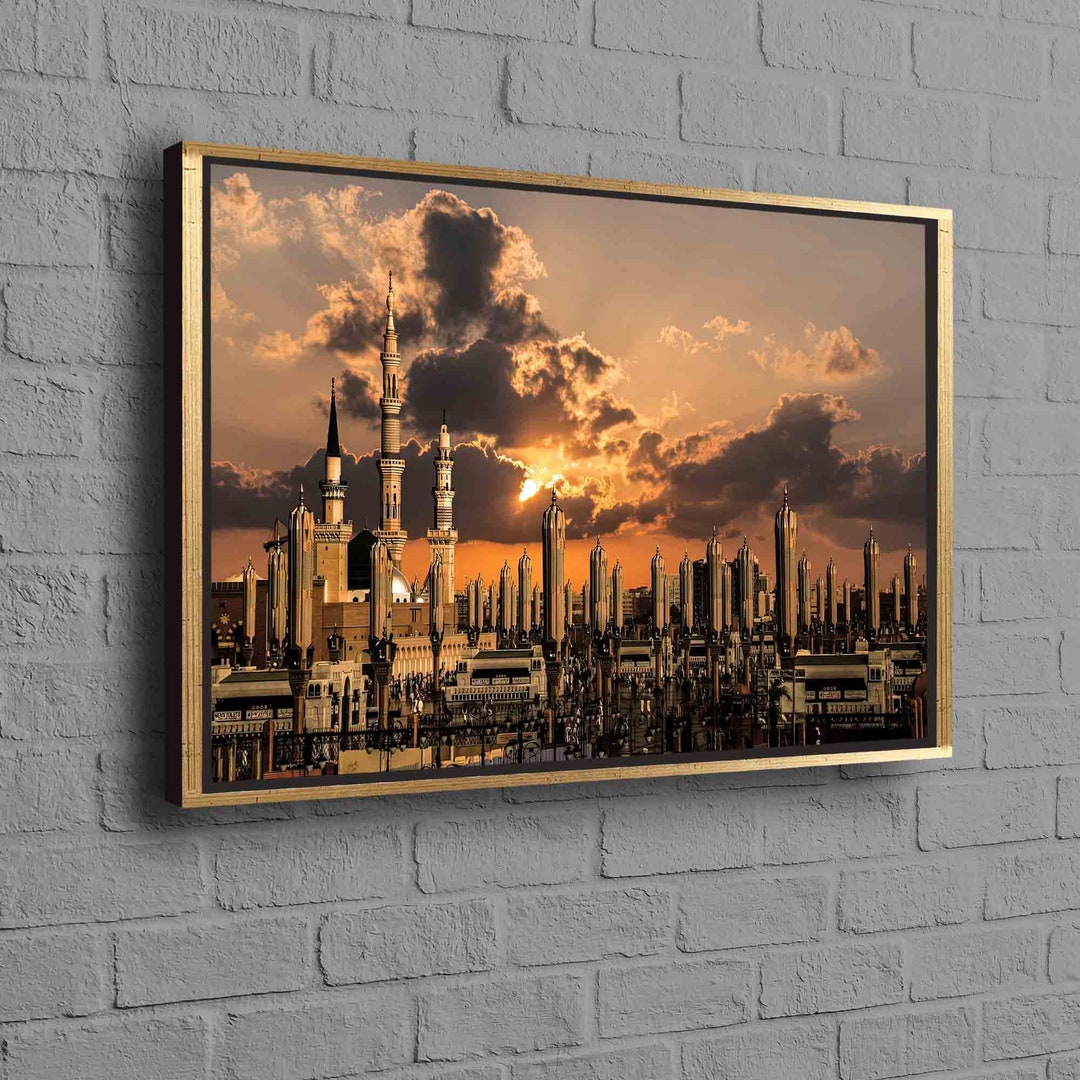 Islamic Poster, Islamic Landscape Printed, Muslim Canvas, Masjid Nabawi ...