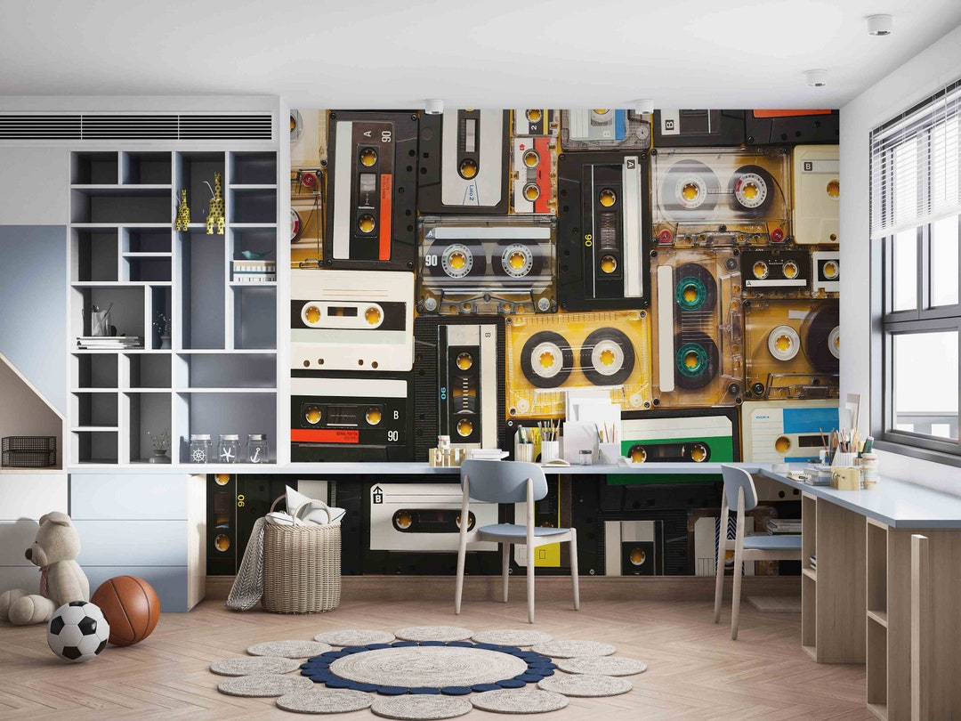 Old Cassette Wall Decor, Retro Audio Cassette Wall Painting, Cassette ...