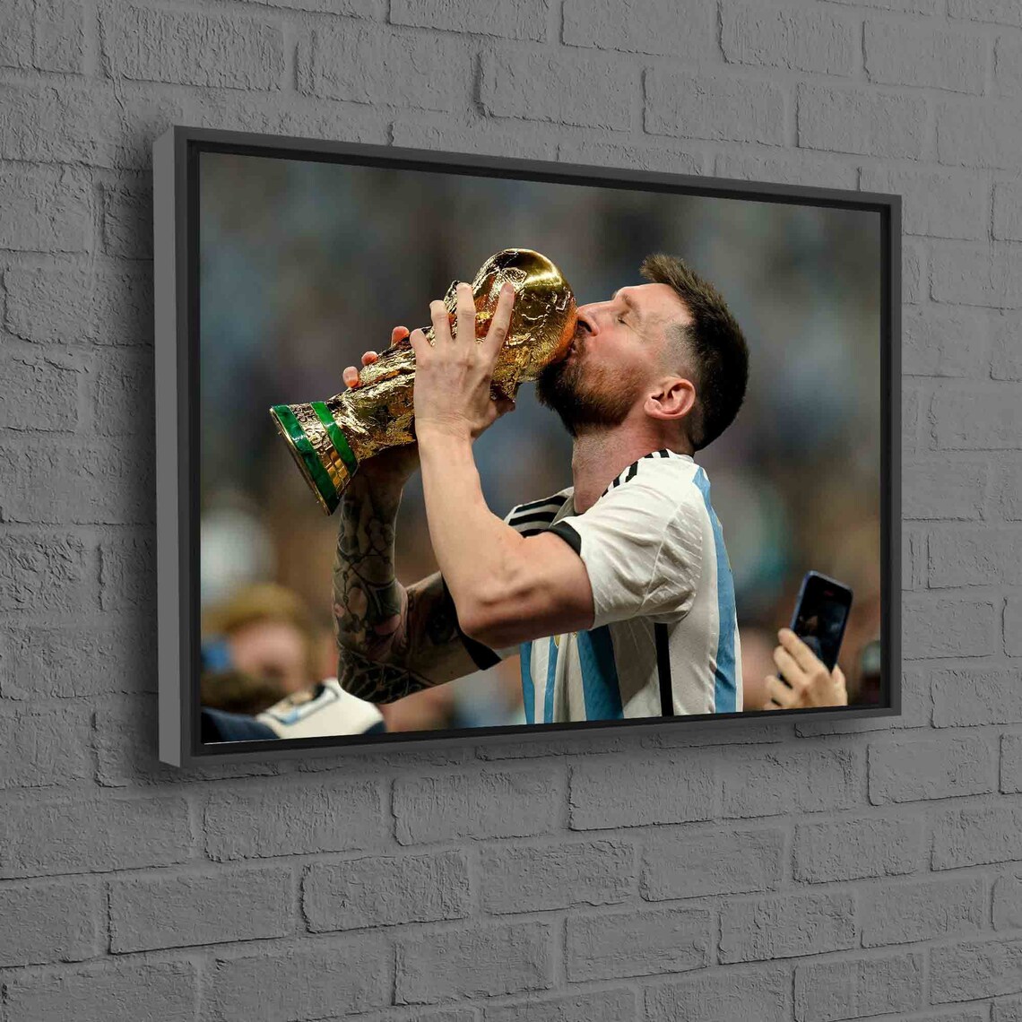 Lionel Messi World Cup Trophy Glass Wall Art, Football Legend Decor ...