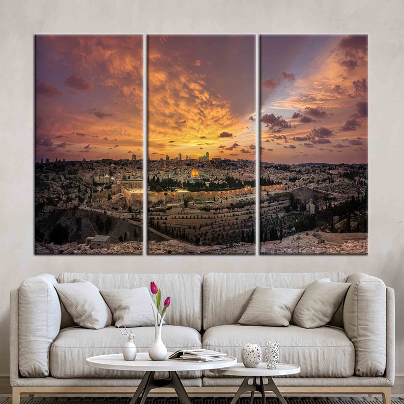Islamic Landscape Wall Art, Muslim Home Canvas Art, Sunset Landscape ...