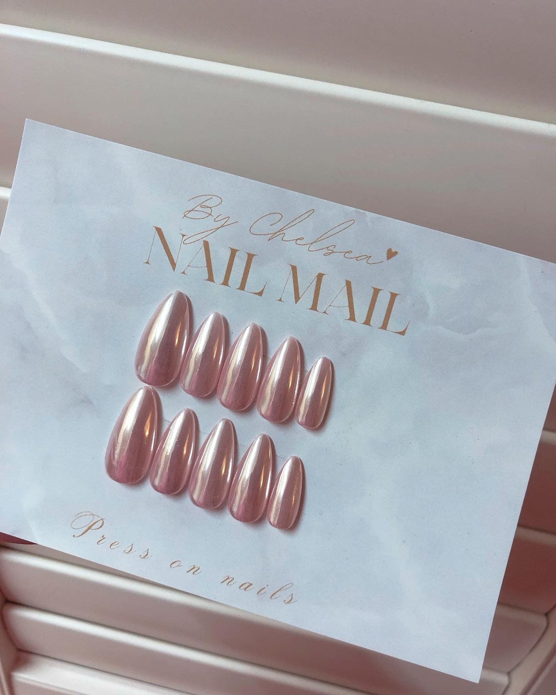 Pearl Chrome Press on Nails | Glazed Donut Nails | Stick on Set of 10 False Nails - Etsy