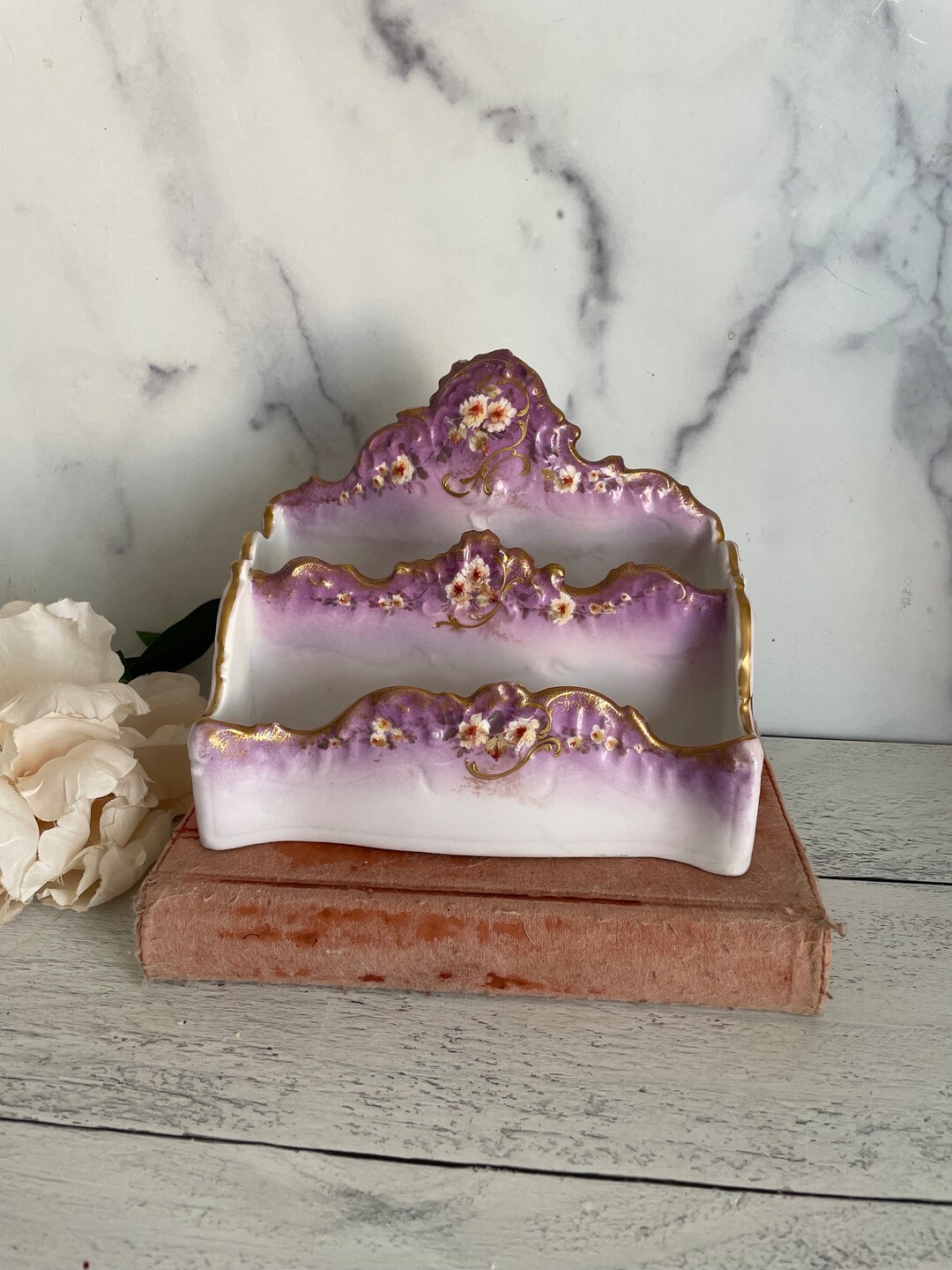 Limoges Letter Holder, Antique Letter Holder, Victorian Letter Holder ...