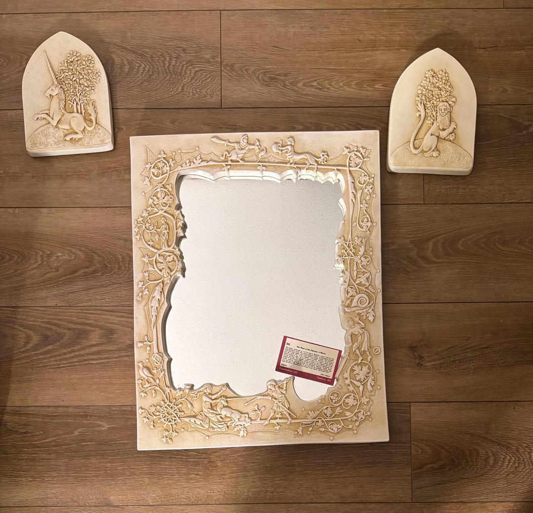 Mythological Mirror, Cream Color Mirror, White Mirror, Medieval Mirror ...