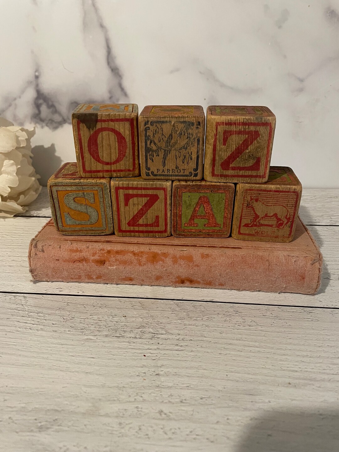 Wooden Alphabet Blocks, Wooden Letter Blocks, Primitive Letter Blocks ...