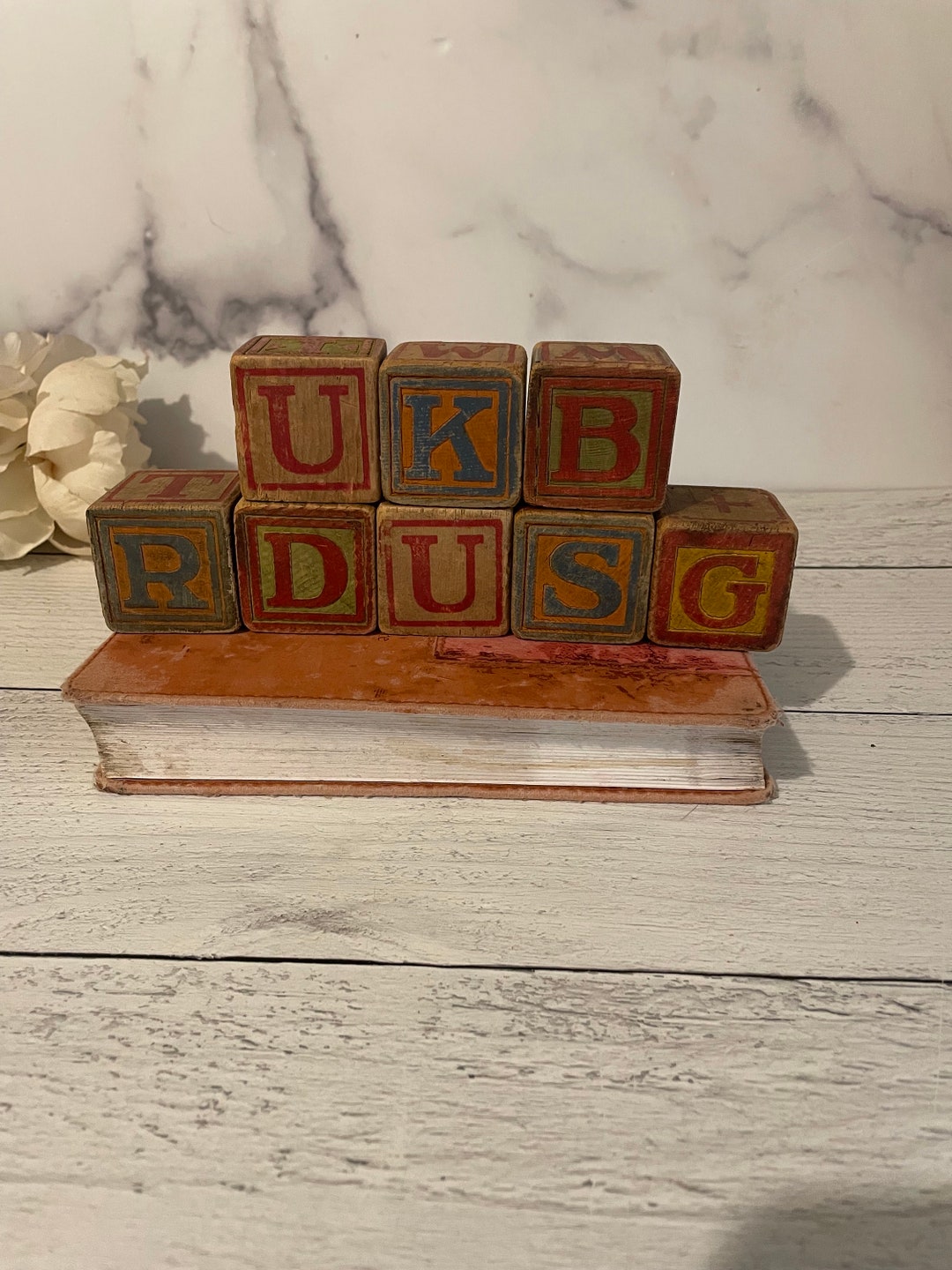 Wooden Alphabet Blocks, Wooden Letter Blocks, Primitive Letter Blocks ...