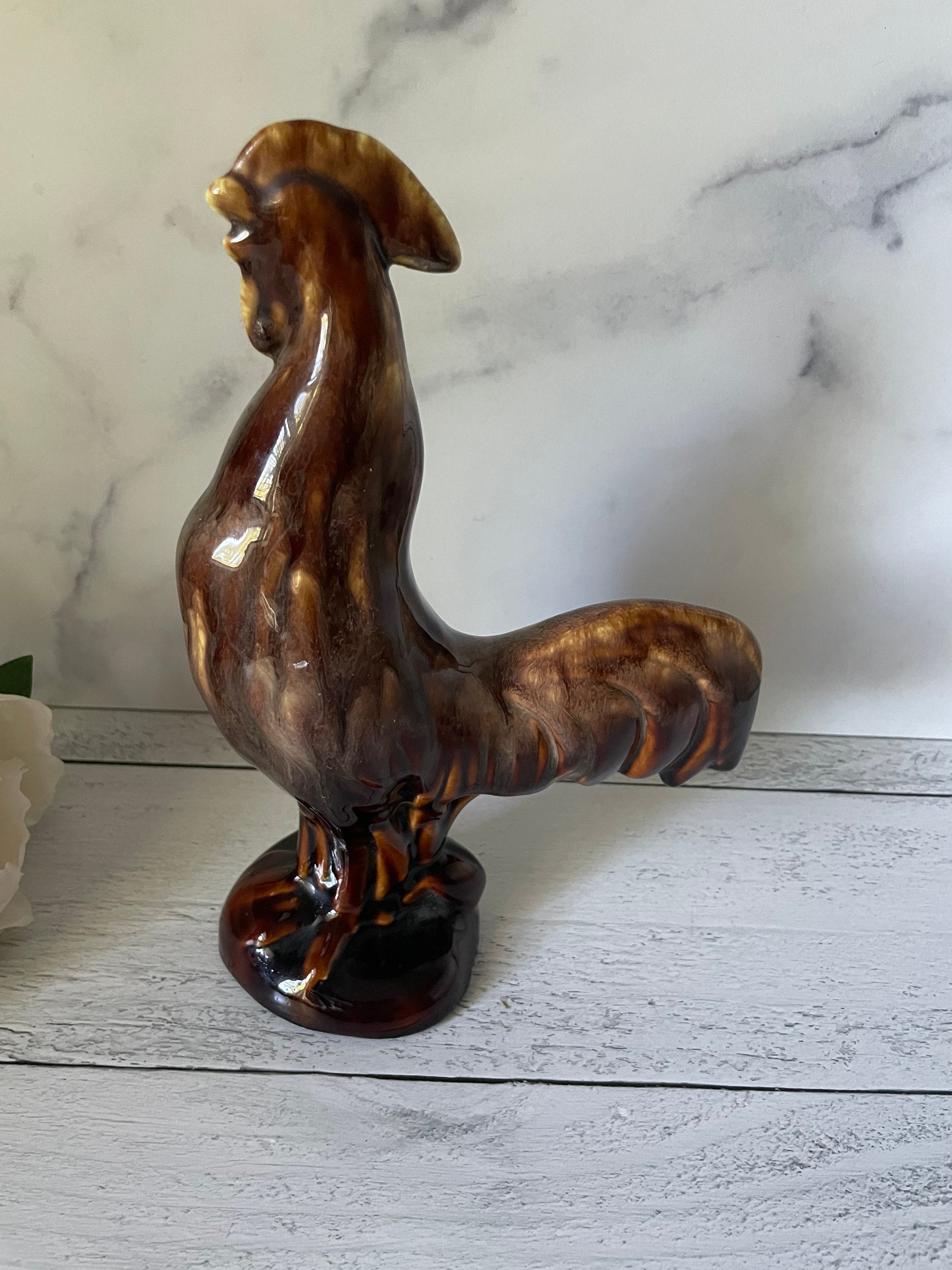 Vintage Ceramic Rooster Rooster Figurine Brown Chicken - Etsy
