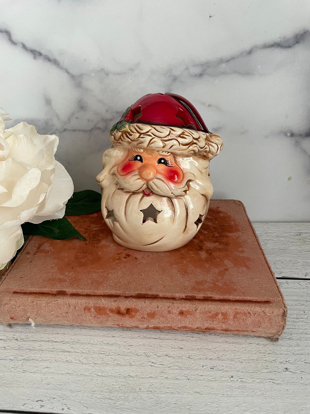 Ceramic Santa Head Porcelain Santa Vintage Santa Tealight - Etsy