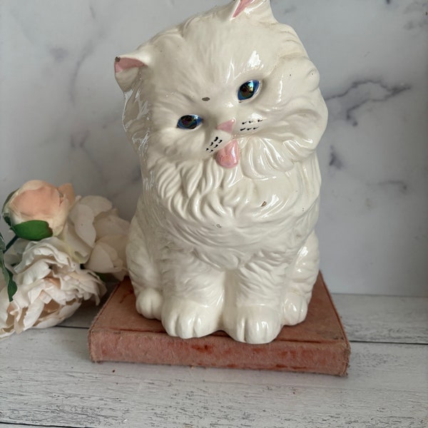 White Ceramic Cat Statue - Etsy