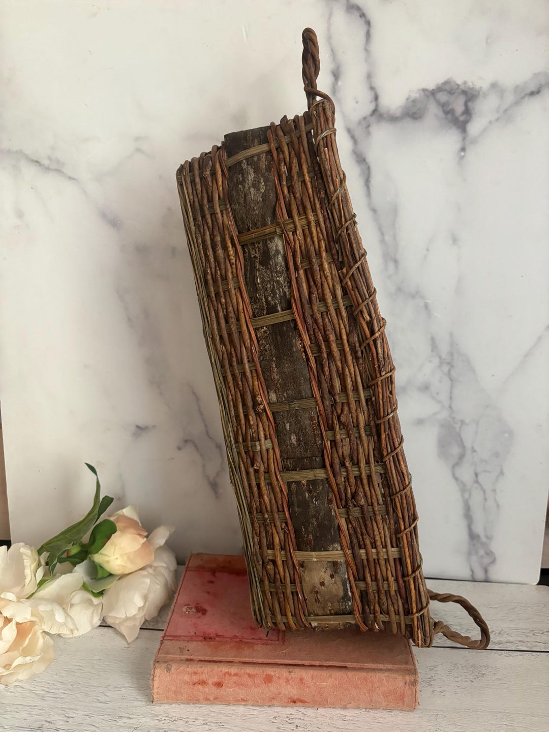 Vintage Basket, Tree Bark Basket, Tree Woven Basket, Handwoven Basket ...