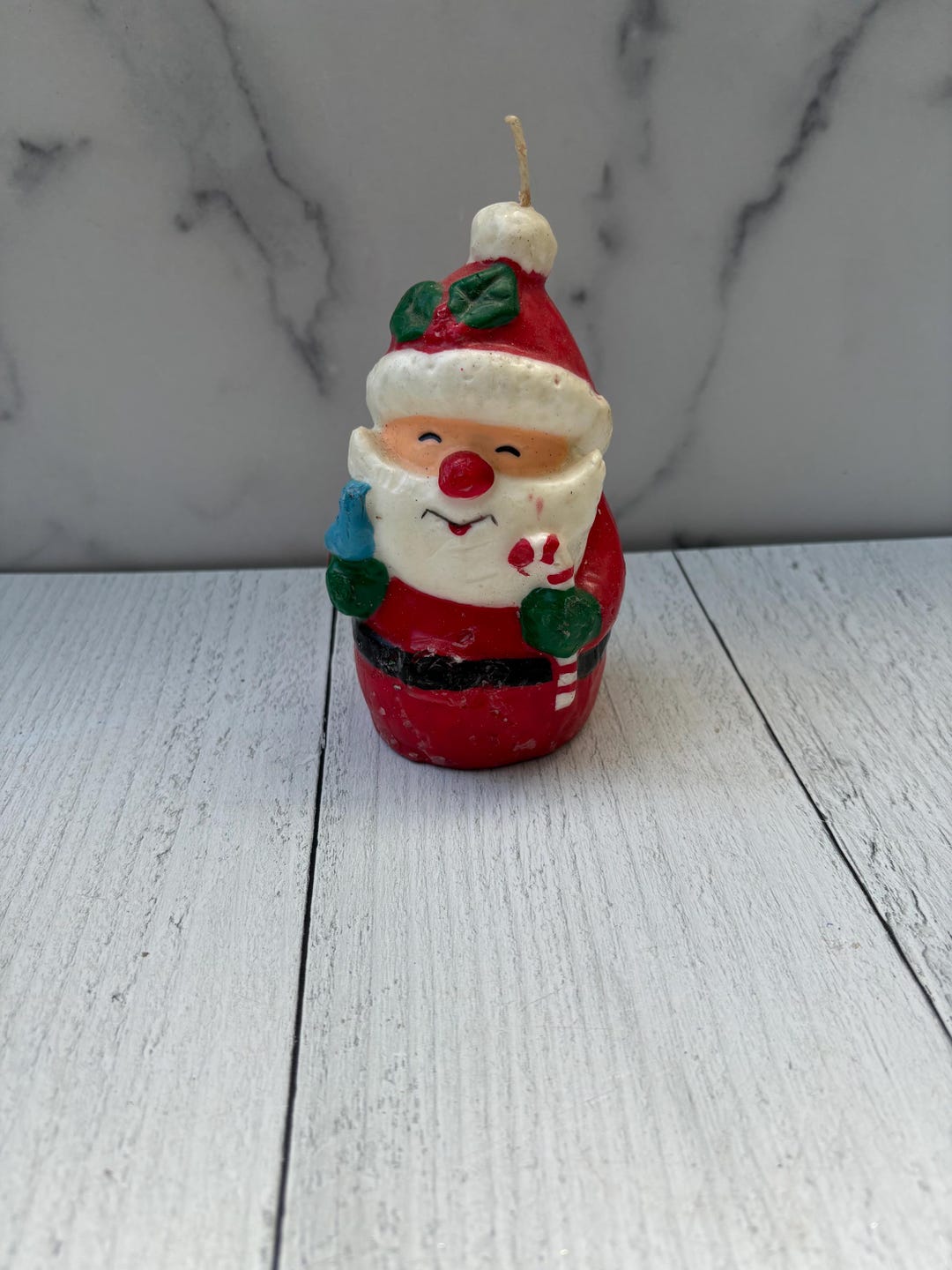 Santa Candle, Old Santa Candle, Vintage Santa Candle, Colorful Santa ...