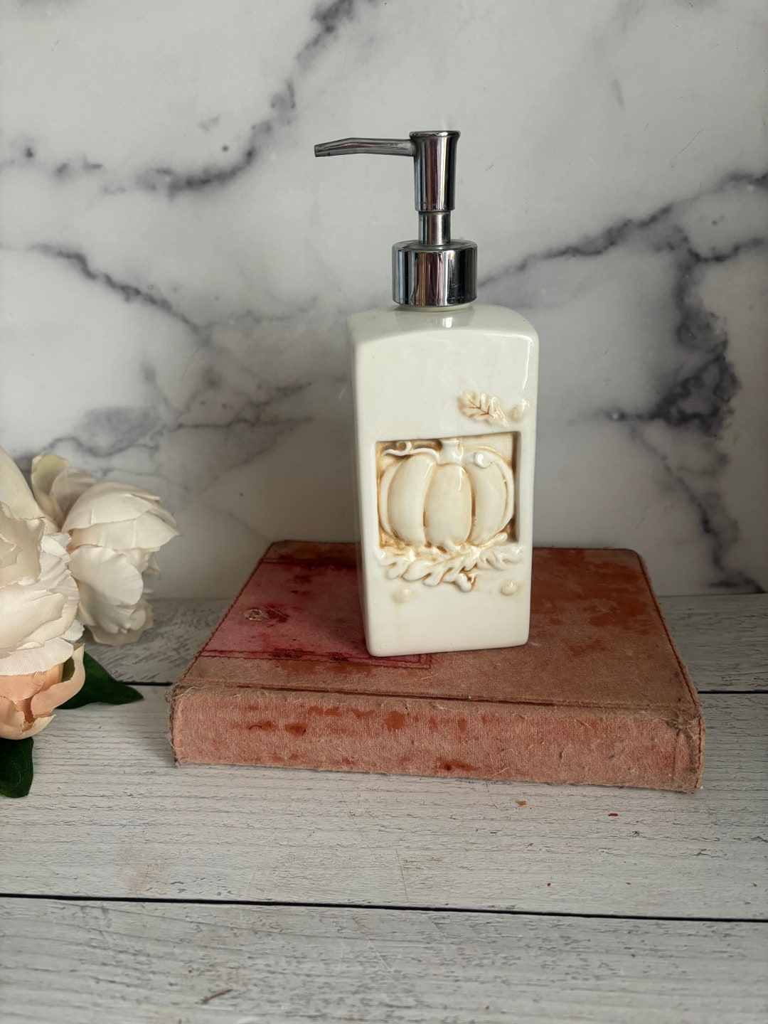 Fall Soap Dispenser, Pumpkin Soap Dispenser, Lead Soap Dispenser, White ...